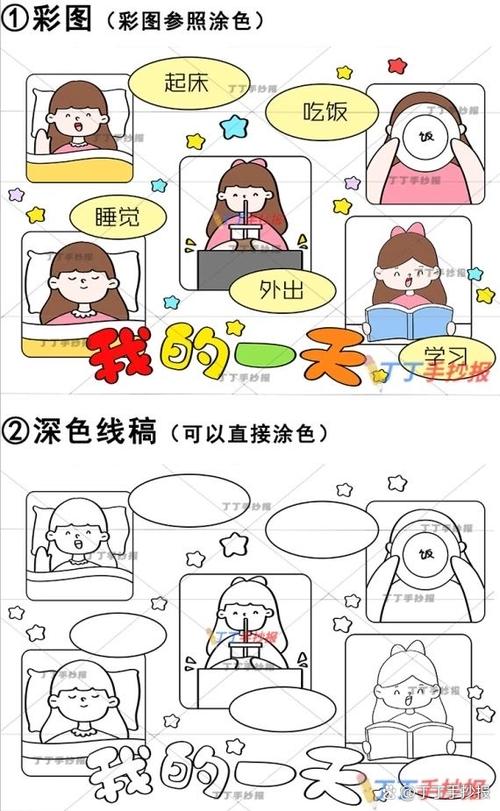 《我的一天》简笔画图标