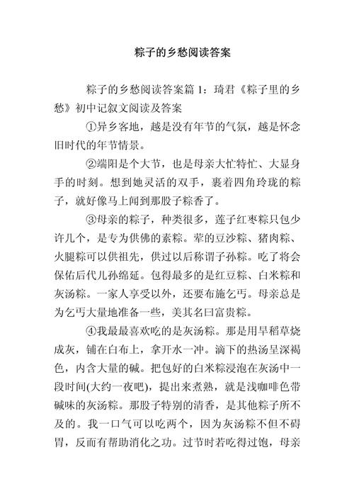 粽子里的乡愁阅读答案截图