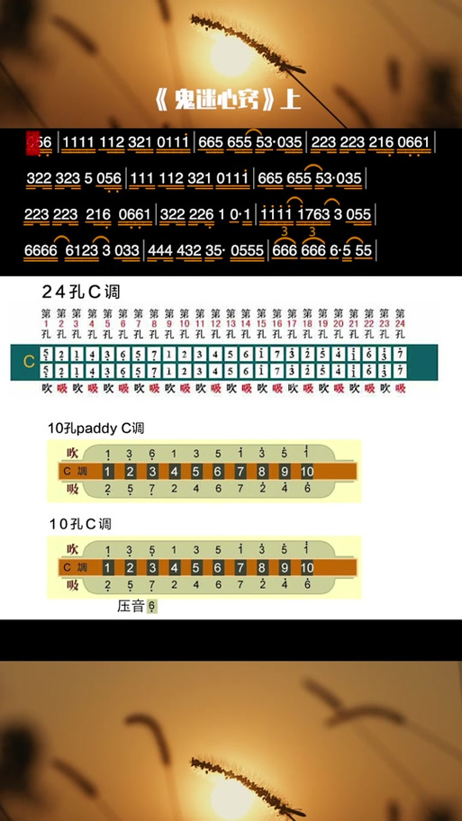 24孔口琴口诀顺口溜截图