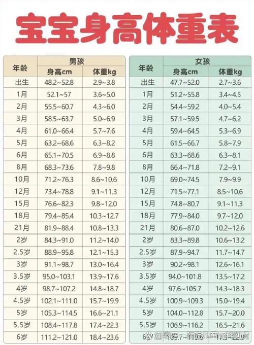 小儿身高体重对照表图标