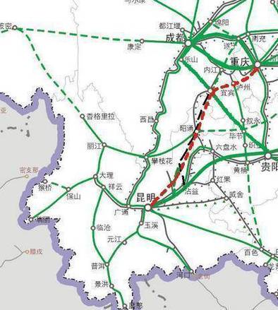 中国西南高铁线路图图标