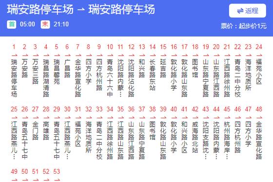 青岛公交车一览表