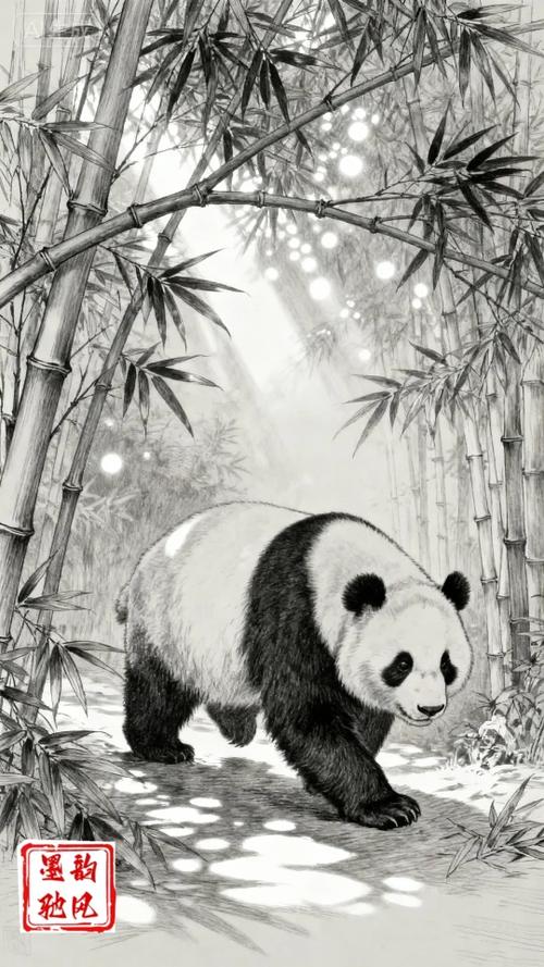 国画熊猫和竹子的画法截图