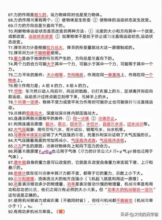 中考物理94个必背考点截图