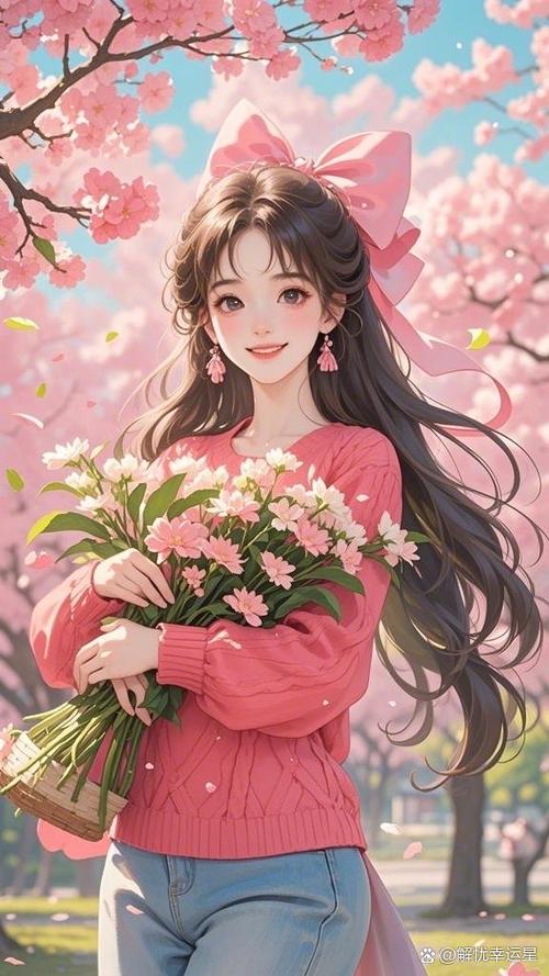 可爱图片卡通女孩粉色图标