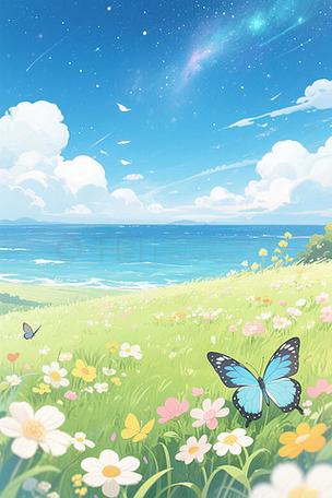 花海卡通图片