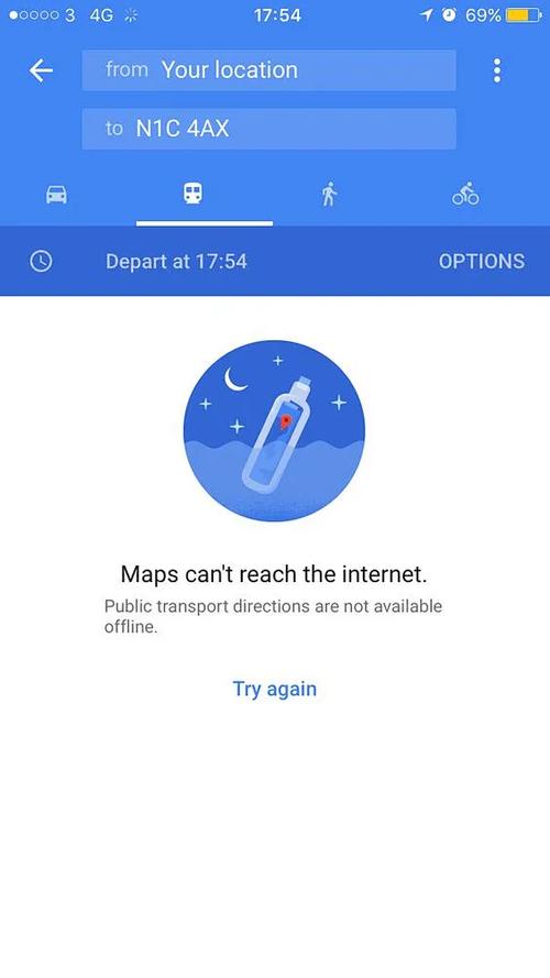google地图处于离线状态图标