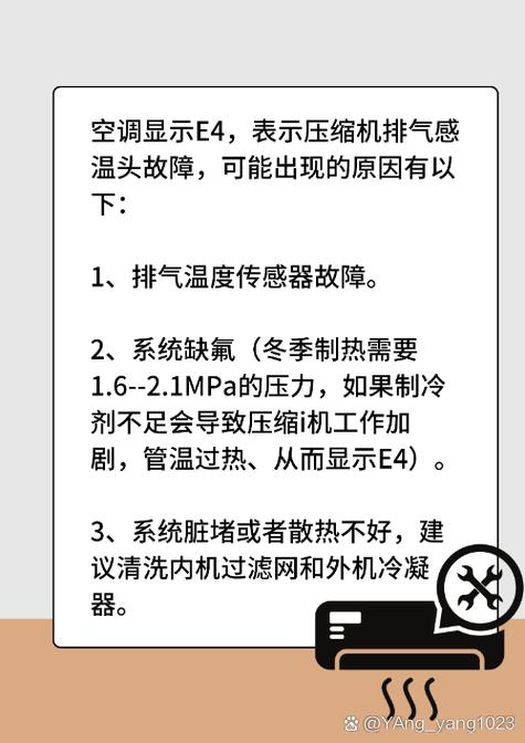 空调出现e4什么故障原因图标