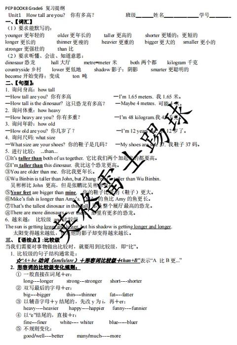 英语1–4单元笔记图片截图