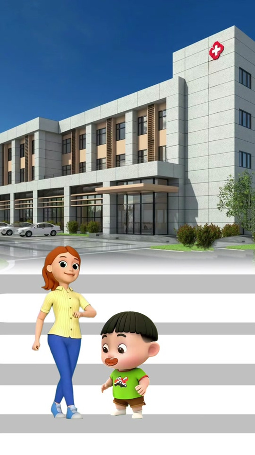 孩子在医院帮妈妈排队的动画片视频图标