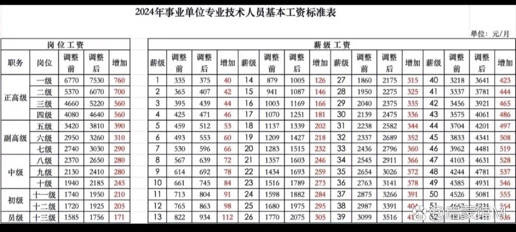 岗位工资和薪级工资对照表图标