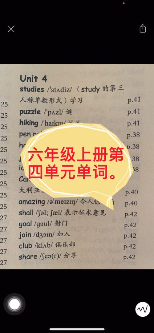 人教版六年级英语上册单词表图标