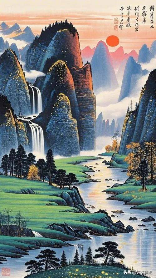 人财两旺的山水画图片图标