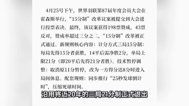 羽毛球取消21分制