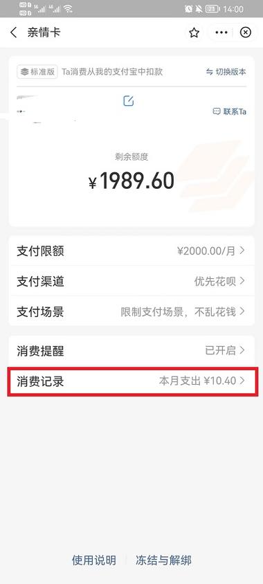 支付宝查看亲情卡消费记录明细的方法图标