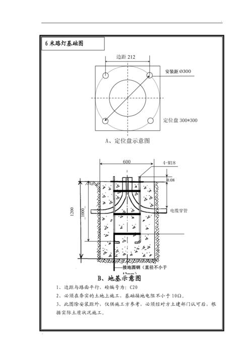 6米路灯预埋件基础图图标