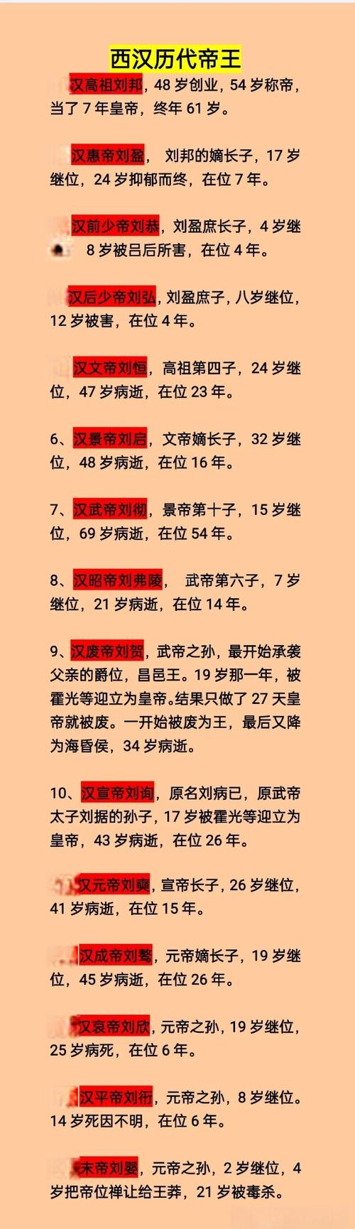 汉朝皇帝一览截图