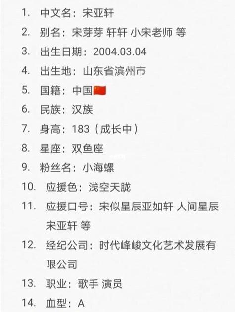 宋亚轩的个人简历截图