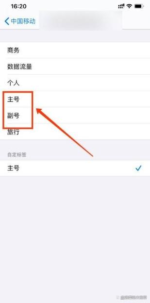 苹果手机打电话怎么换主副号图标