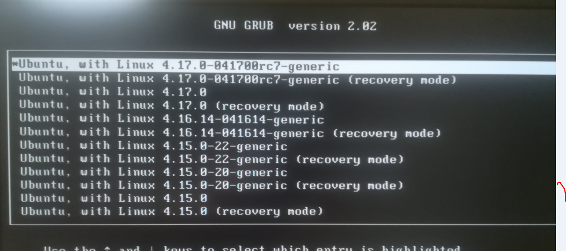 ubuntu更新内核进入不了系统截图