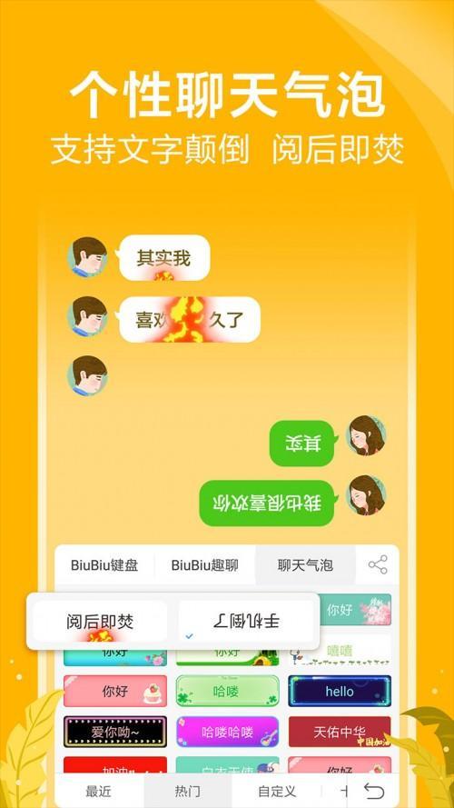 阅后即焚的输入法截图