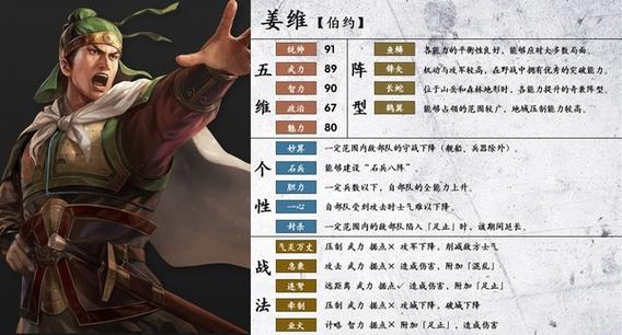 三国志14姜维五维特性战法一览图标