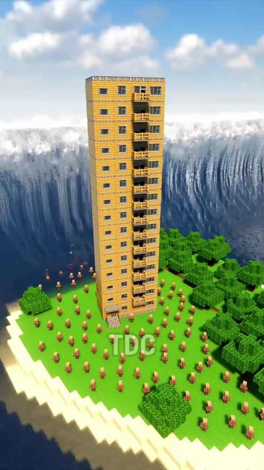 我的世界海啸冲入城市视频