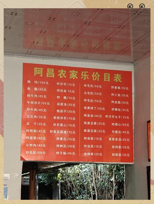 农家乐收费标准图标