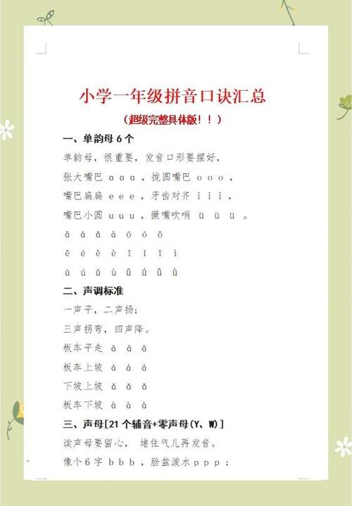 拼音字母歌谣口诀截图