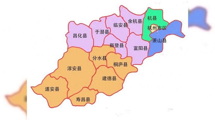 杭州市最新行政区划图图标