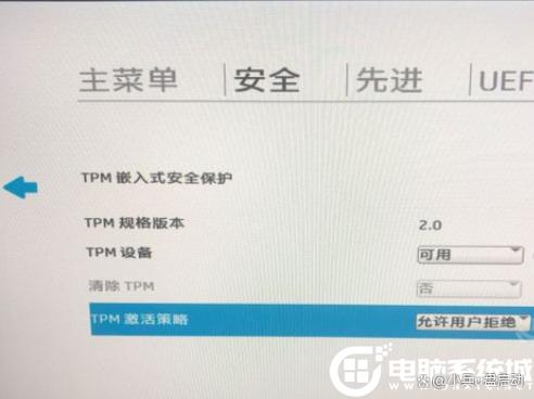 开启tpm2.0