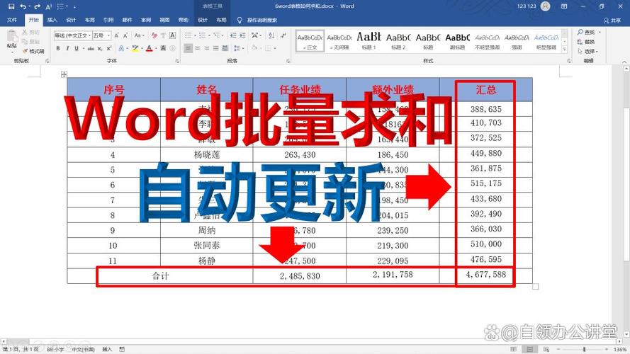 word表格求和图标