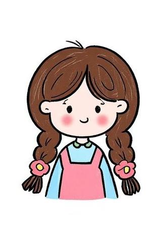 绑辫子的女孩图片卡通图标