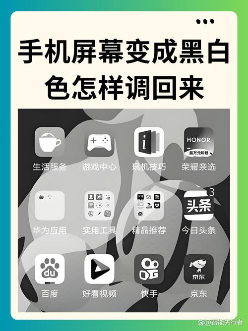 华为手机突然屏幕变黑白图标