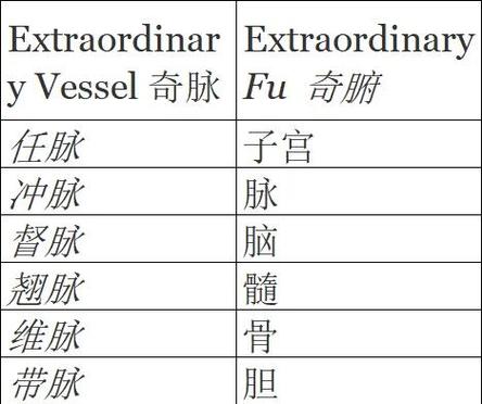 经外奇脉一览表截图