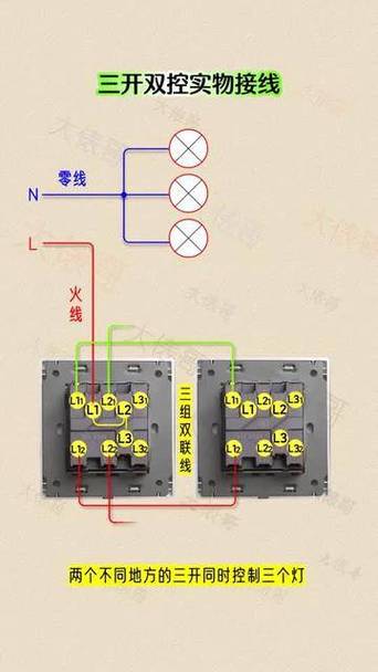 公牛三开双控开关接线图实物图图标