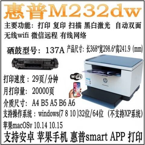 惠普打印机m232dwc说明书图标