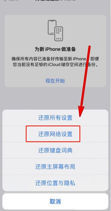 苹果手机怎么还原网络设置图标