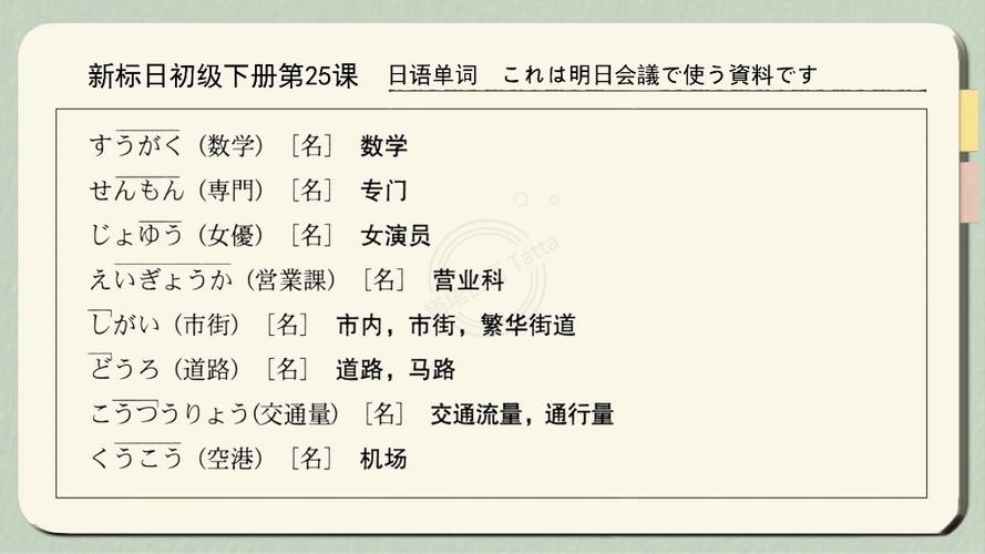大家的日语1～25课单词表