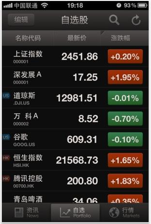 进入自选股截图