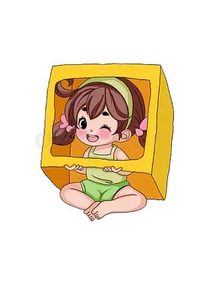 箱子里女孩漫画图标