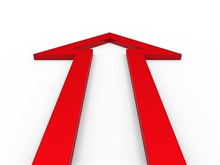 红色箭头向上的标志