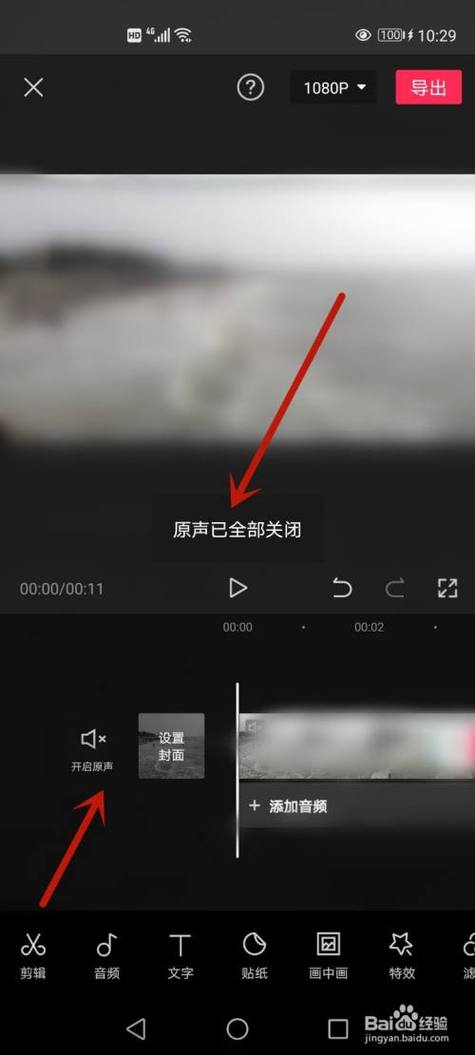 剪映怎么关掉一部分原声图标