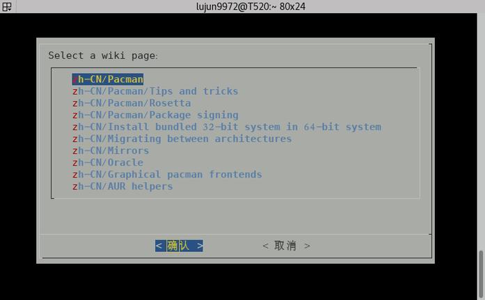 arch wiki中文截图