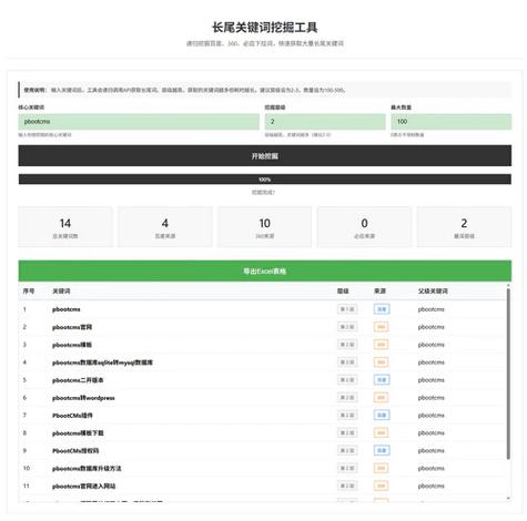 关键词挖掘工具截图