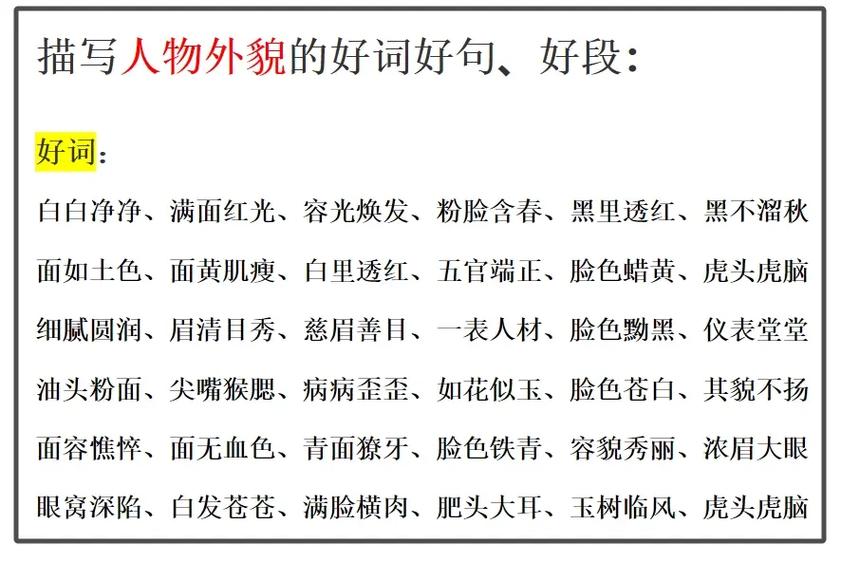 描写外貌的句子