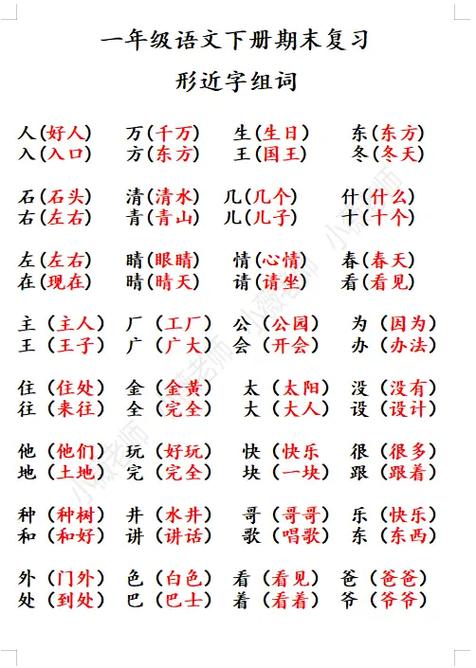一年级形近字组词大全答案图标