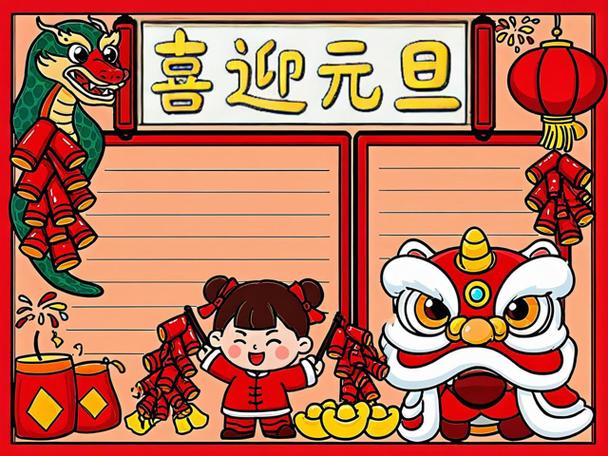 庆元旦手抄报简单漂亮图标
