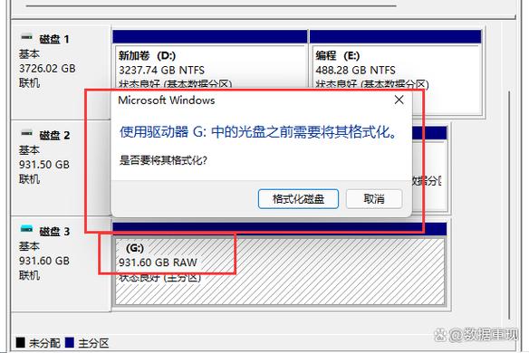 移动硬盘提示要格式化才能使用图标