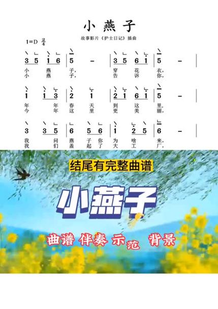 小燕子这首歌的音乐简谱截图